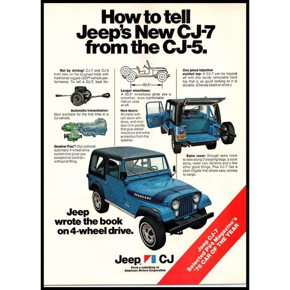 Jeep | Art | 976 Jeep Cj7 Renegade Vintage Print Ad 4wd Offroad Jeeping ...